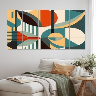 Designart "Midcentury Graphic Composition In Retro Colors" Christianism Multipanel Wall Art ...